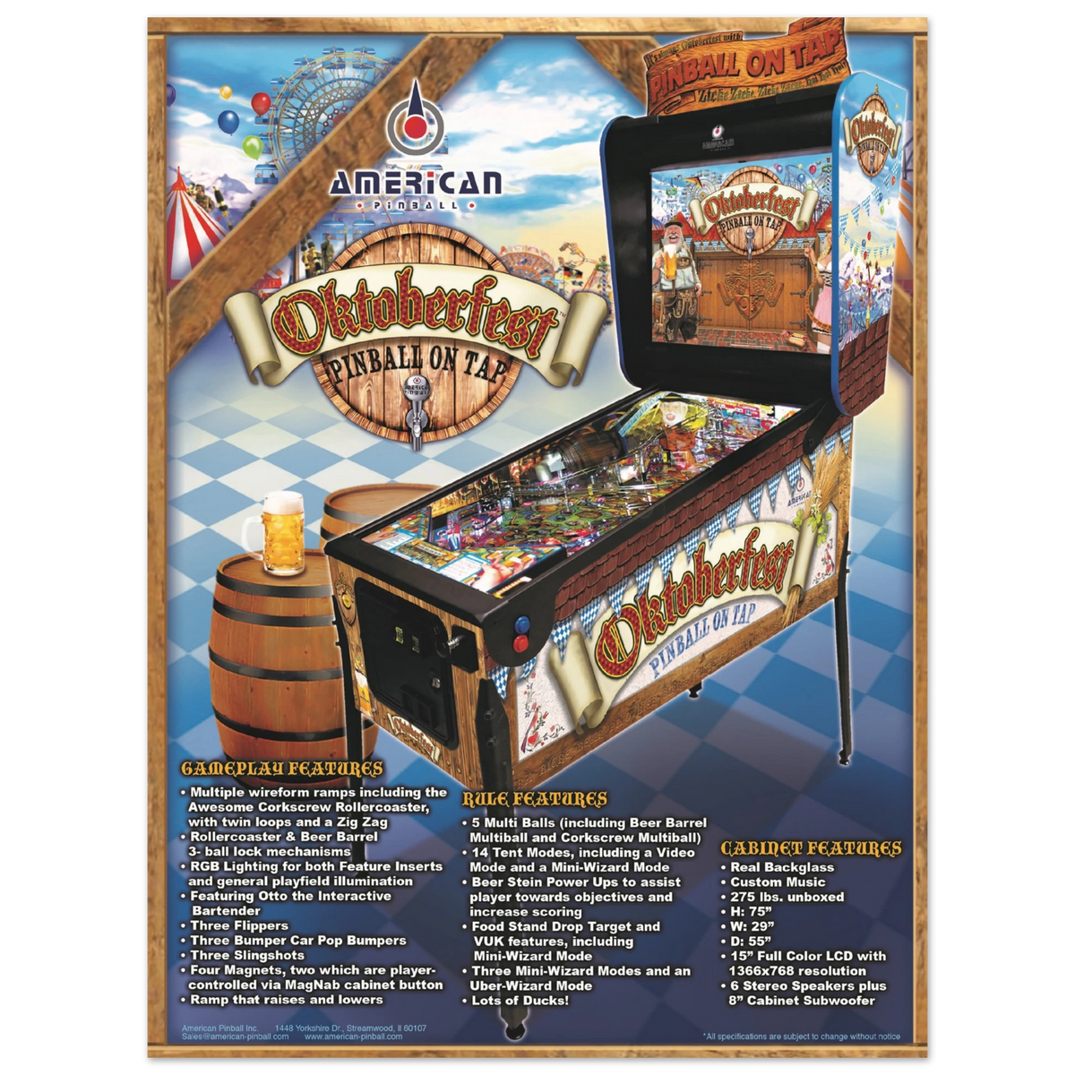 Oktoberfest Pinball flyer-Premium Semi-Glossy Paper Poster – American ...